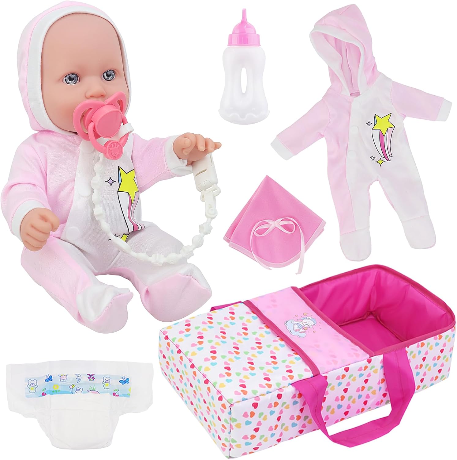 Amazon.com: Ecore Fun 12 Inch Baby Doll with Bassinet Bed, Soft Reborn ...