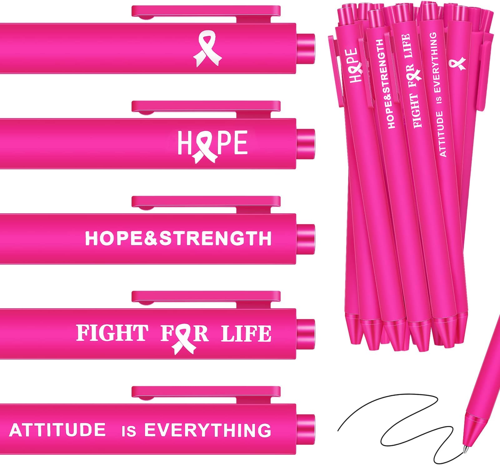 Amazon.com : Ireer 100 Pcs Breast Cancer Awareness Ballpoint Pen ...
