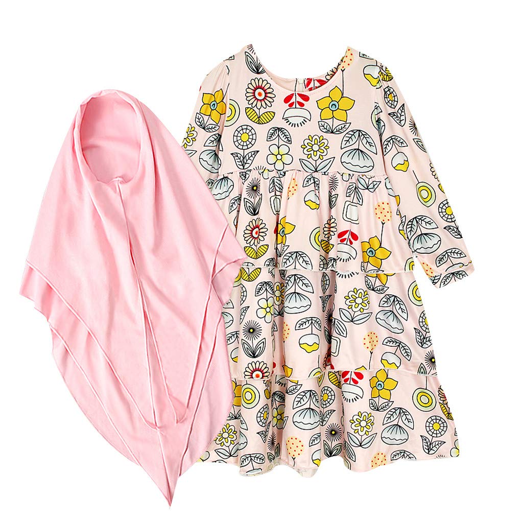 Buy Muslim Islamic Baby Girls' Ramadan Abaya with Hijab Full Length ...