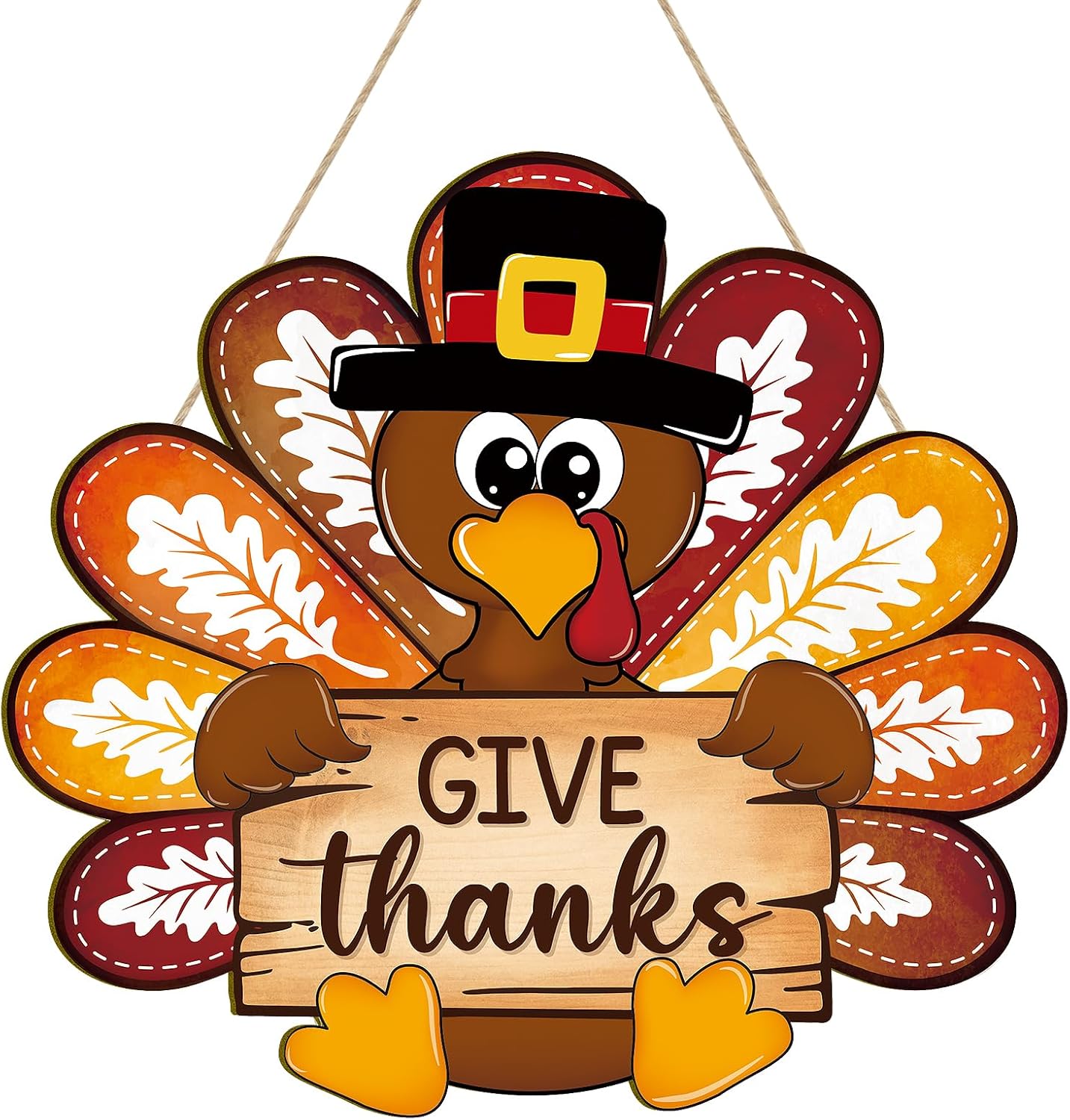 Amazon.com: Thanksgiving Decoration Wooden Turkey Pumpkin Door Wreath ...