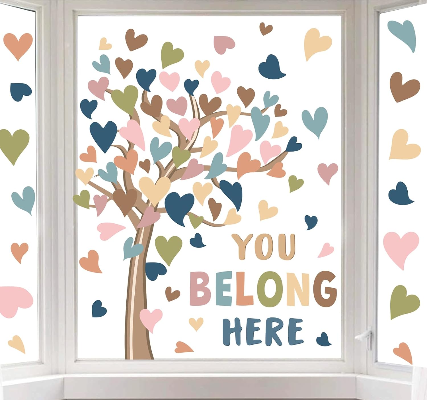 Amazon.com: Whaline 6 Sheets Classroom Tree Window Clings Large Boho ...