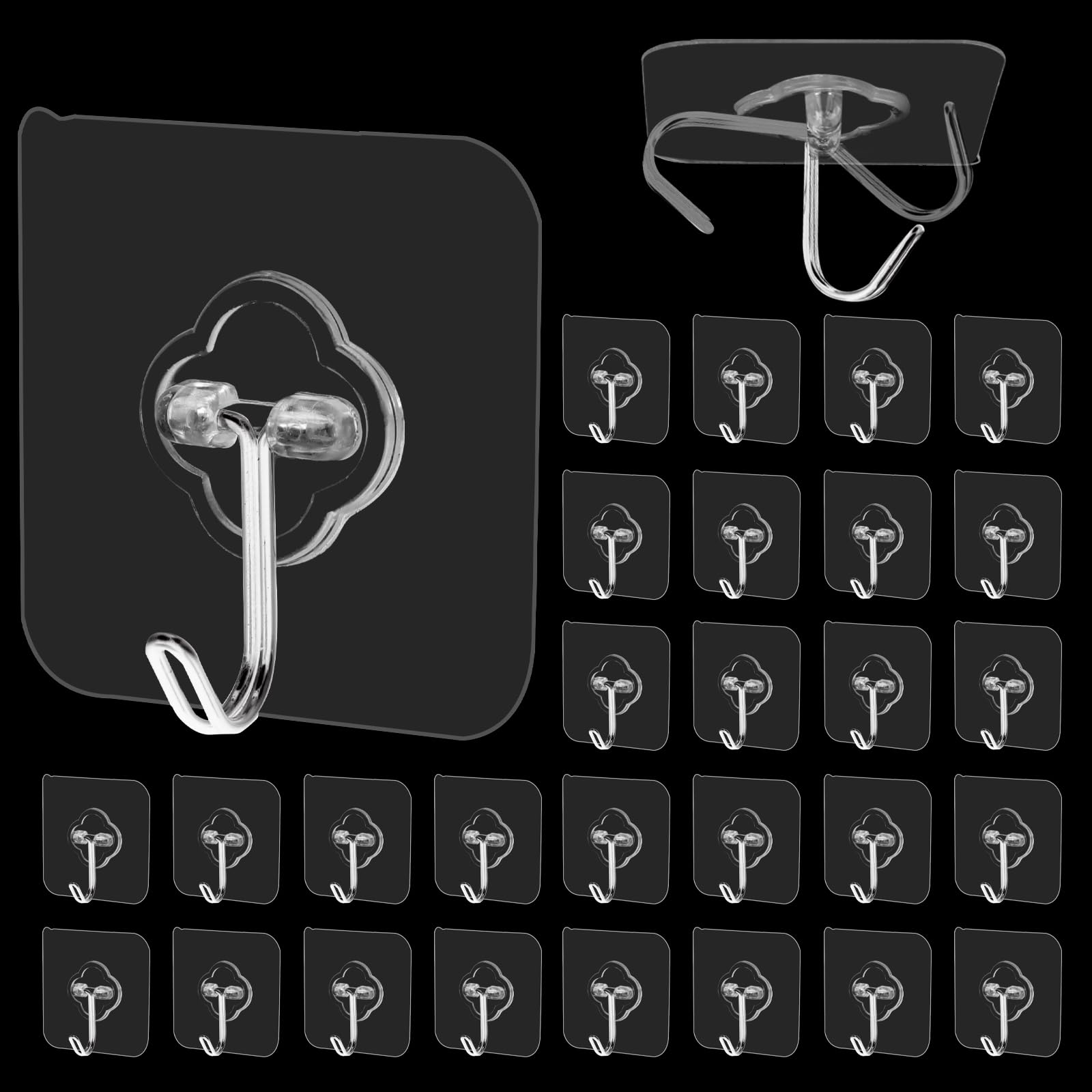 Amazon.com: vivinin 30 Pack Adhesive Hooks, Adhesive Wall Hooks 33lb ...