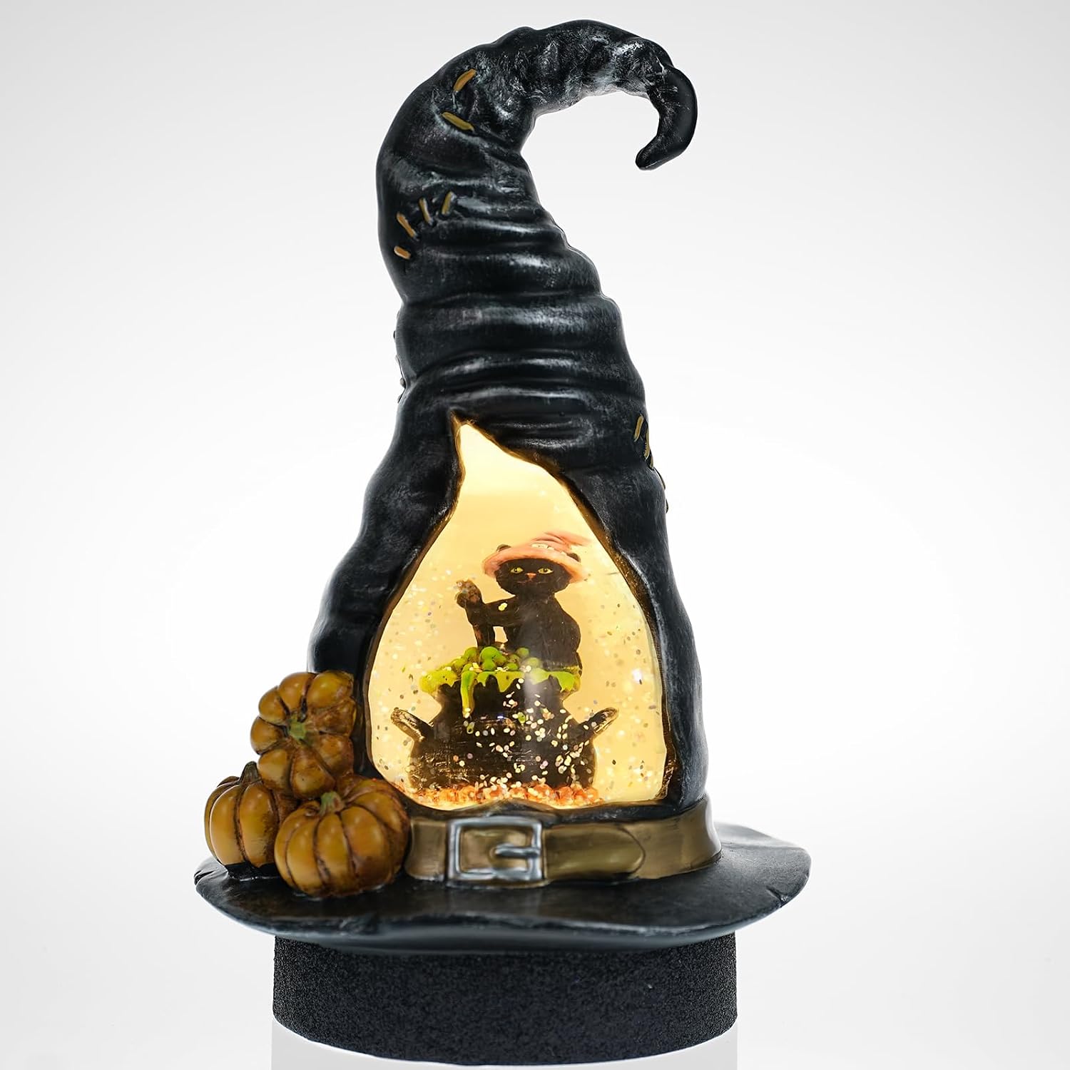 Amazon.com: Halloween Snow Globe, Witch Hat with Black Cat Snow Globe ...