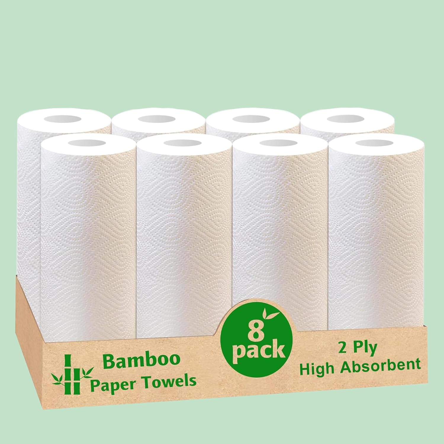 Amazon.com: High Absorbent Bamboo Paper Towels, 8 Double rolls = 16 ...