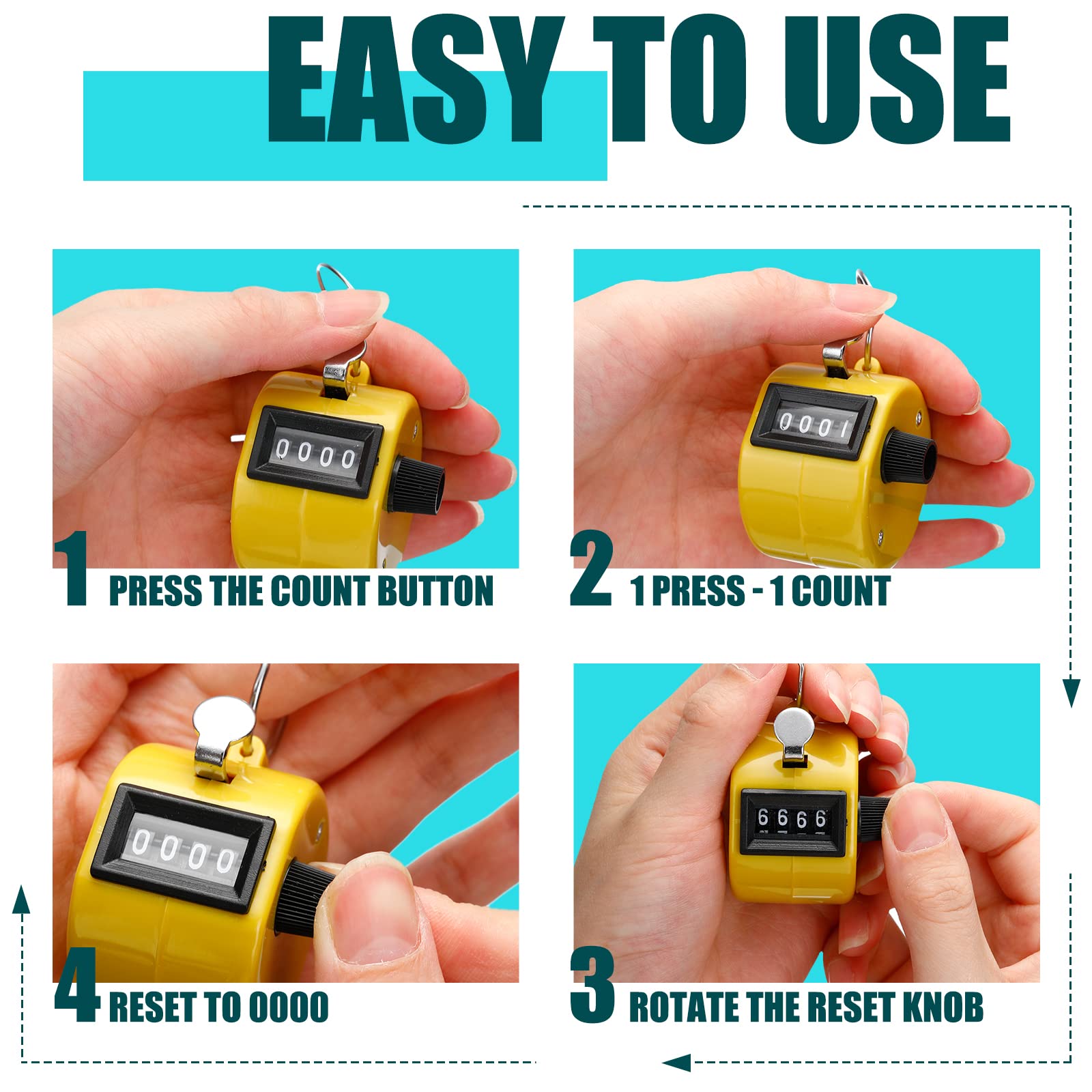 Snapklik.com : Kingdder 25 Pcs Hand Held Tally Counter 4 Digit ...