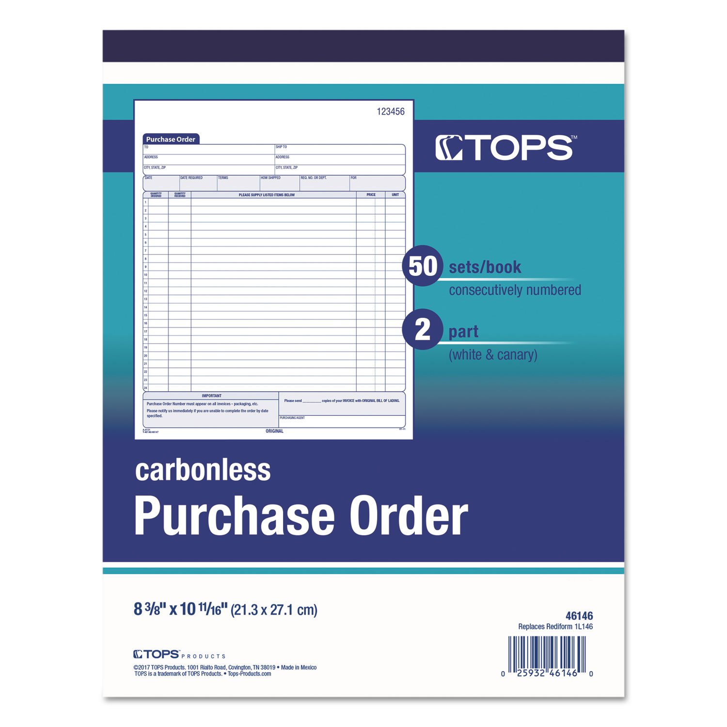 Snapklik.com : TOPS Purchase Order Book, 2-Part, Carbonless, 8-3/8 X 10 ...
