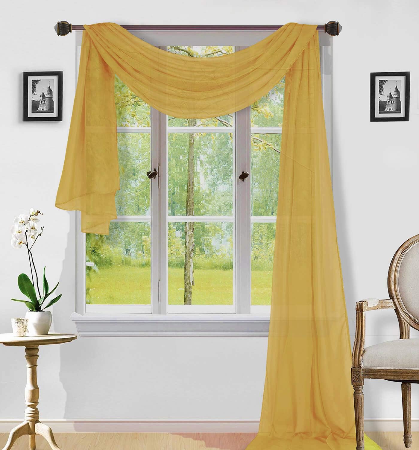 Amazon.com: LinenTopia Window Scarf Valance Curtains - Extra Long Sheer ...