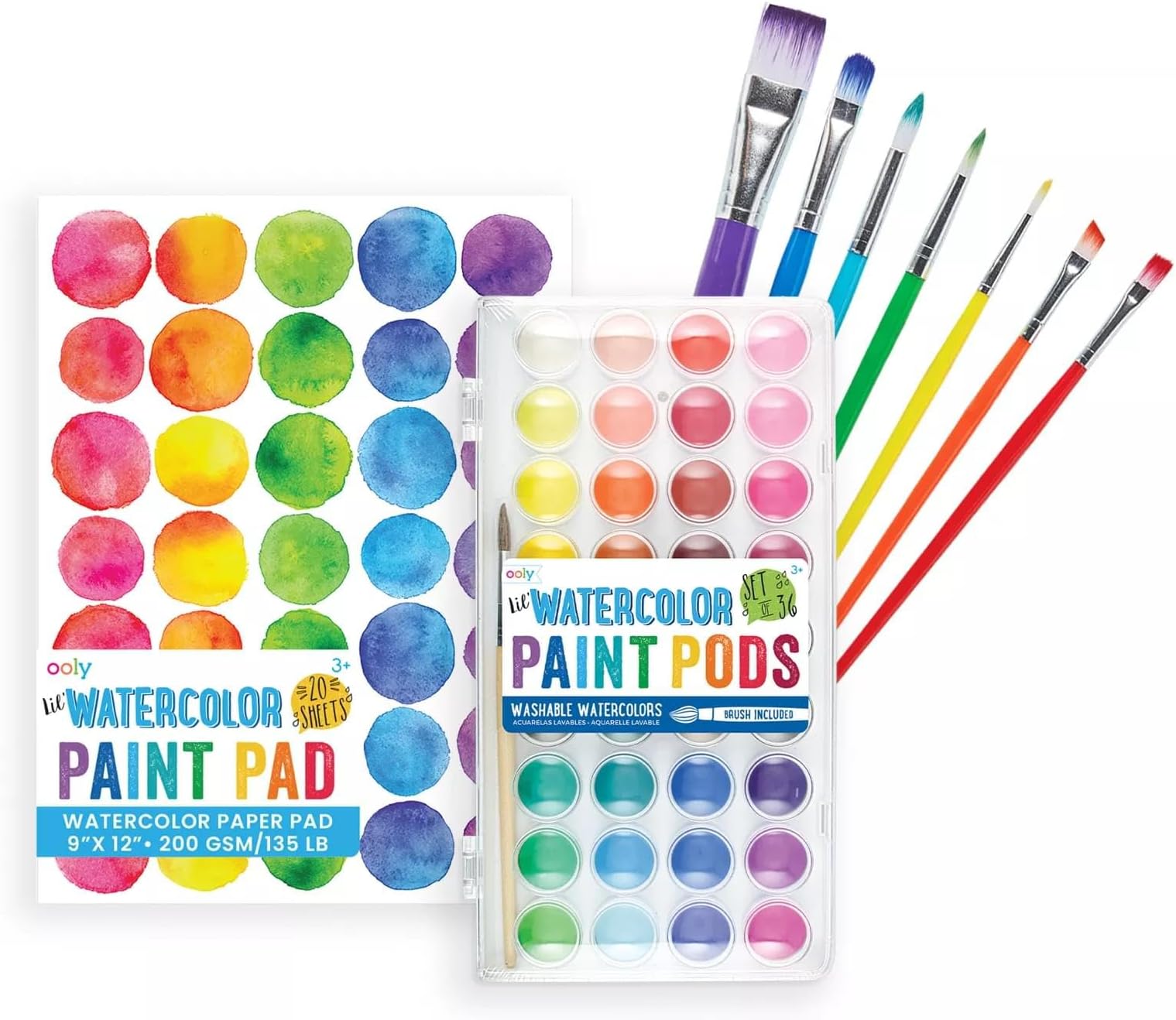 Amazon.com: Ooly Lil' Watercolor Complete Bundle: 36 Color Pods, Set of ...