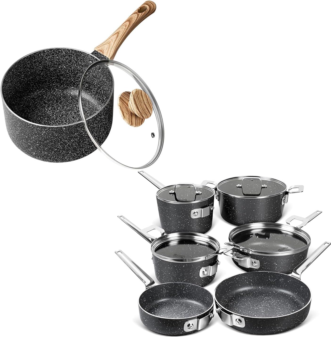 Amazon.com: MICHELANGELO Sauce Pan with Lid 3 Quart,Stackable Cookware ...