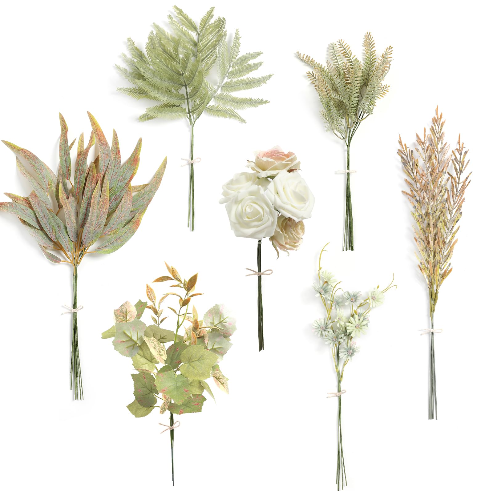 Koroni Flowers Artificial Greenery Stems Box Set,37pcs with 7 Kinds of ...