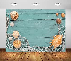 Amazon.com : BELECO 8x8ft Fabric Blue Wooden Nautical Backdrop ...
