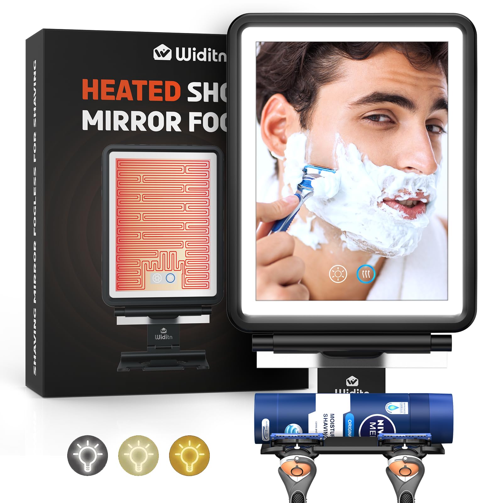 Amazon.com - Widitn Shower Mirror Fogless for Shaving, Heated Shower ...