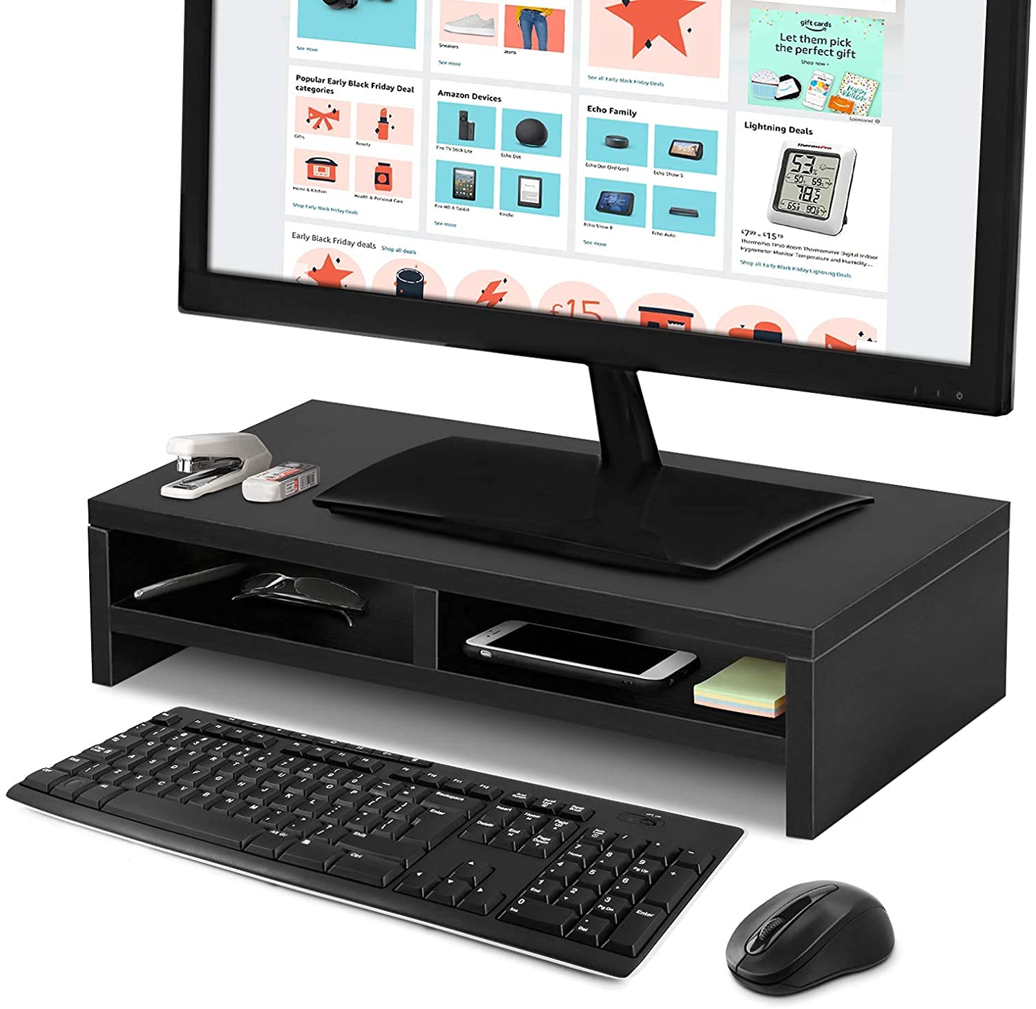 UniShop 2 Shelf Monitor Stand, PC Monitor Laptop Risers, Desktop ...