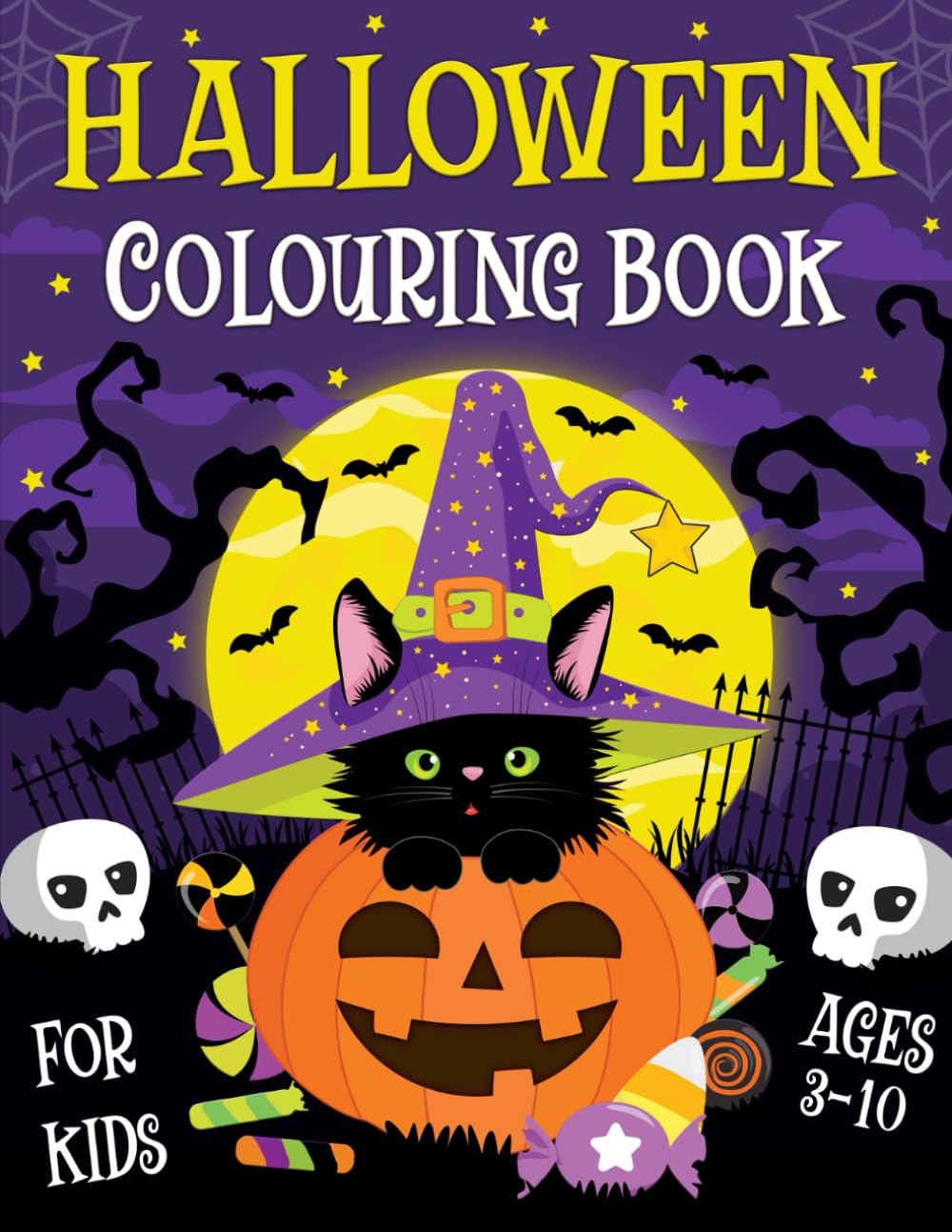Halloween Colouring Book for Kids: Fun Halloween Themed Designs Filled ...