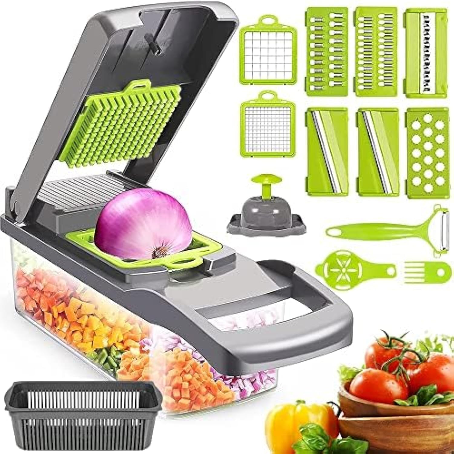 Amazon.com: Vegetable Chopper 16 in 1, Multifunctional Food Chopper ...