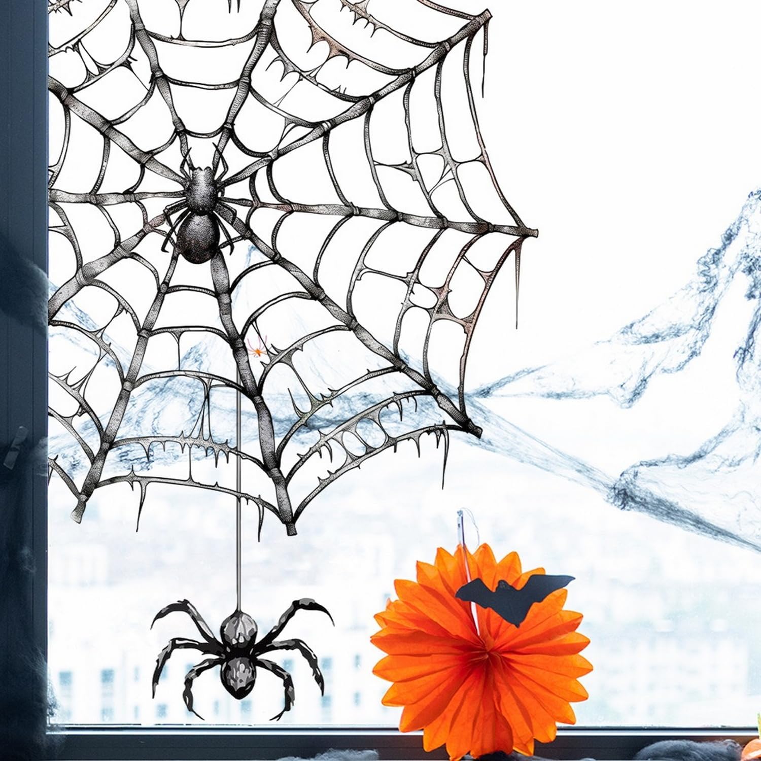 Amazon.com: Halloween Window Clings Glass Stickers Black Spider and ...
