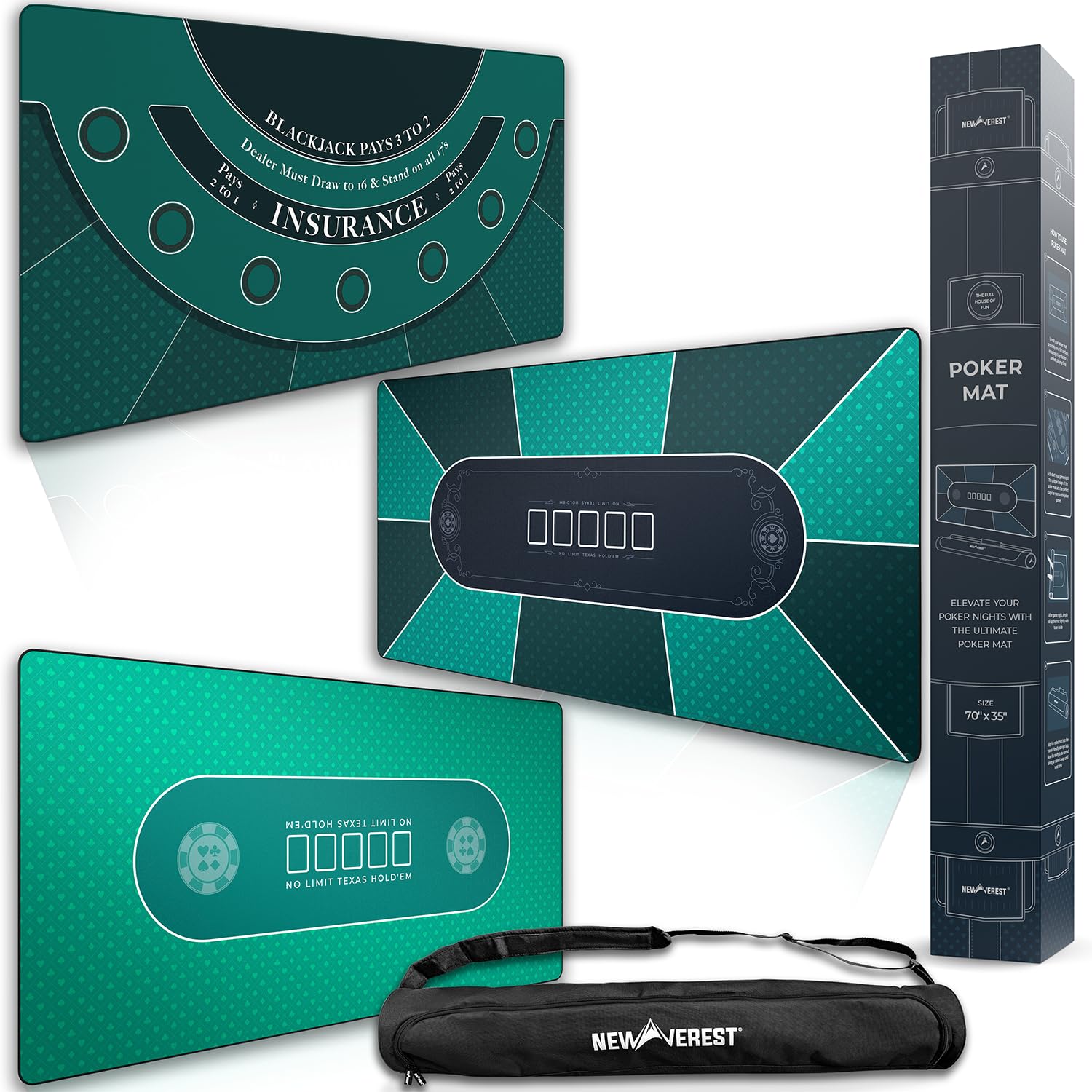 Amazon.com : Newverest Poker Gift Set: Blackjack Mat + Texas Hold'em ...