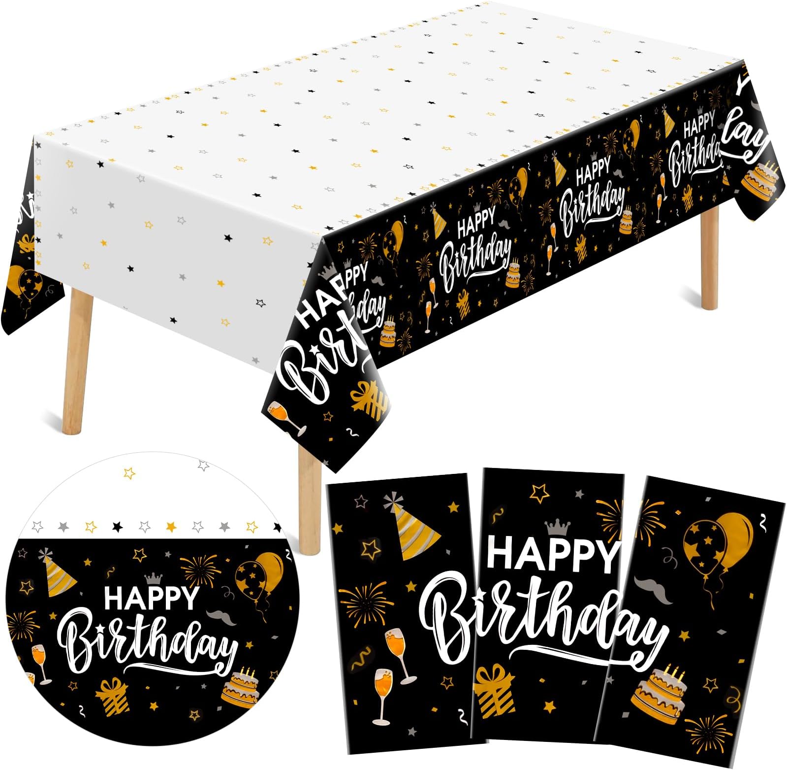 Amazon.com: Yansanido 2 Pcs Happy Birthday Plastic Tablecloth, 108 Inch ...