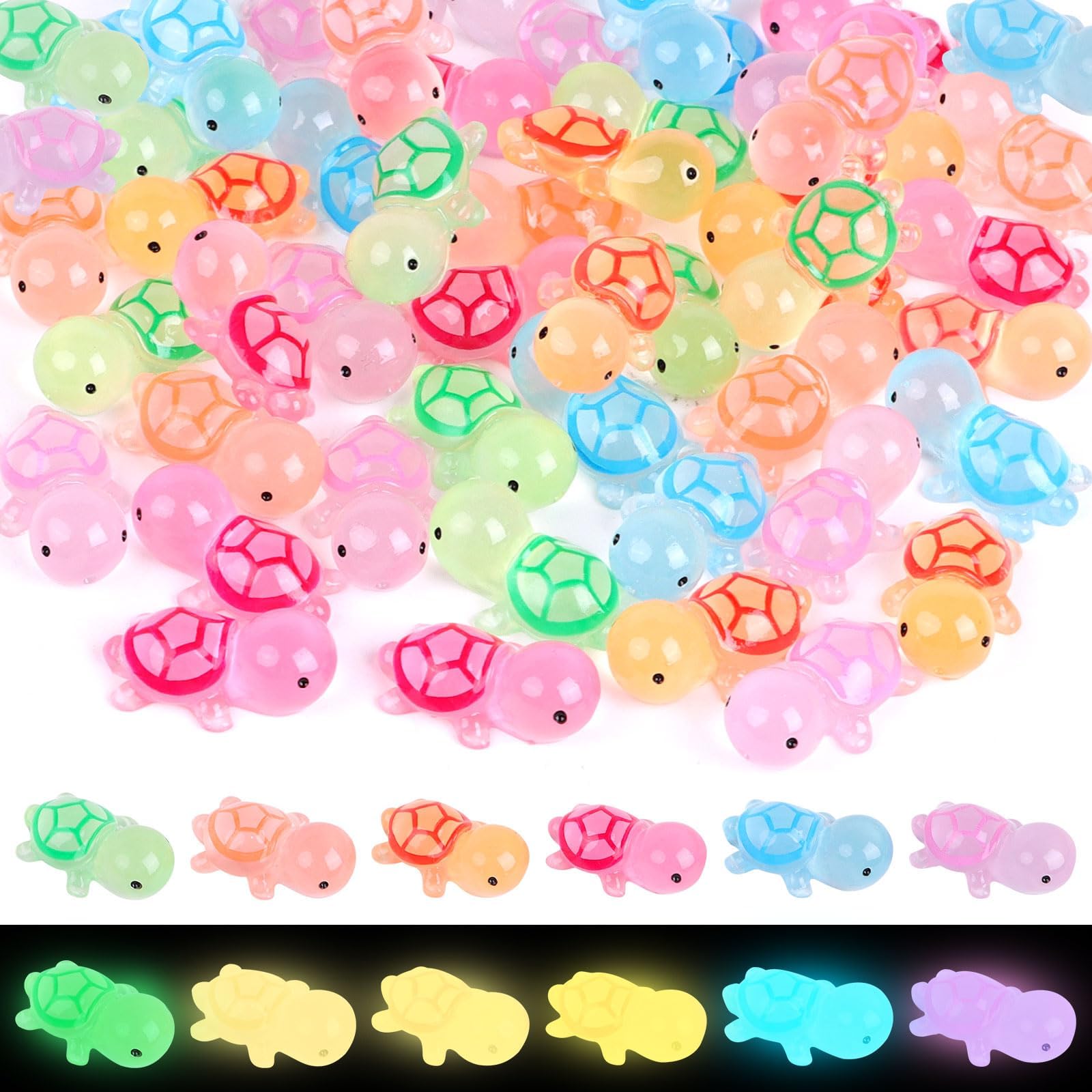 Amazon.com: FOIMAS Mini Sea Turtle Figurines,60pcs Glow in The Dark ...