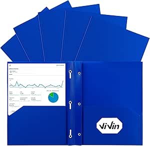 Amazon.com : ViVin Sturdy Plastic Folder, 10 Pack, 2 Pocket Folder with Prongs, Holds Letter ...