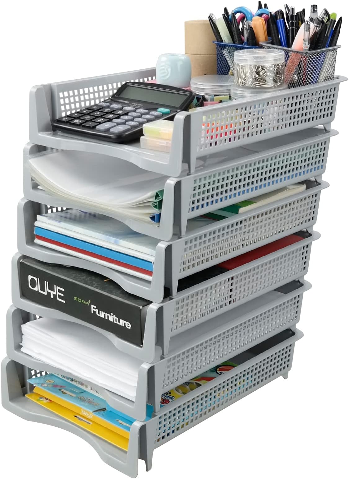 Amazon.com: Gloreen Plastic A4 Paper Organizer Tray, Stackable File ...