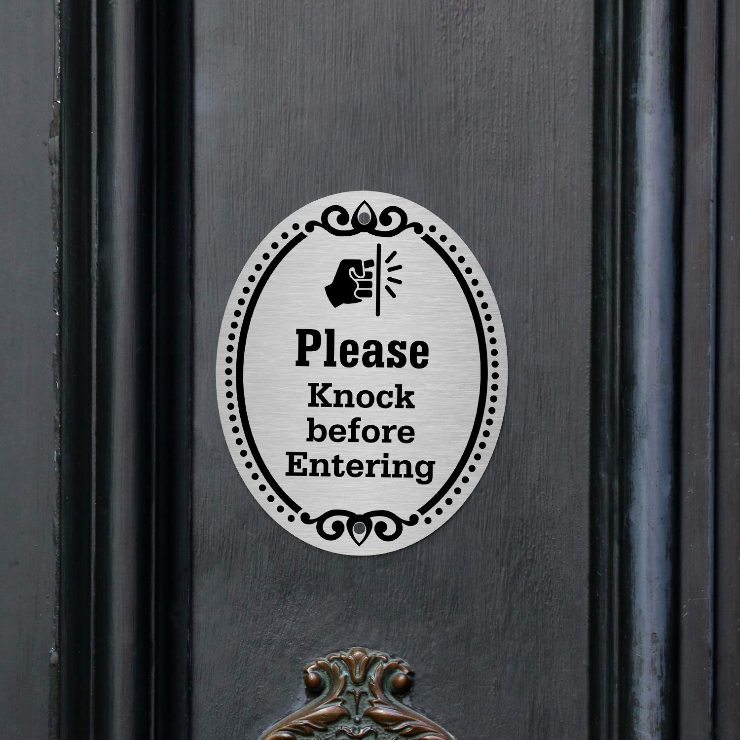 SmartSign “Please Knock Before Entering” Diamond Plate Door Sign | 4" x ...