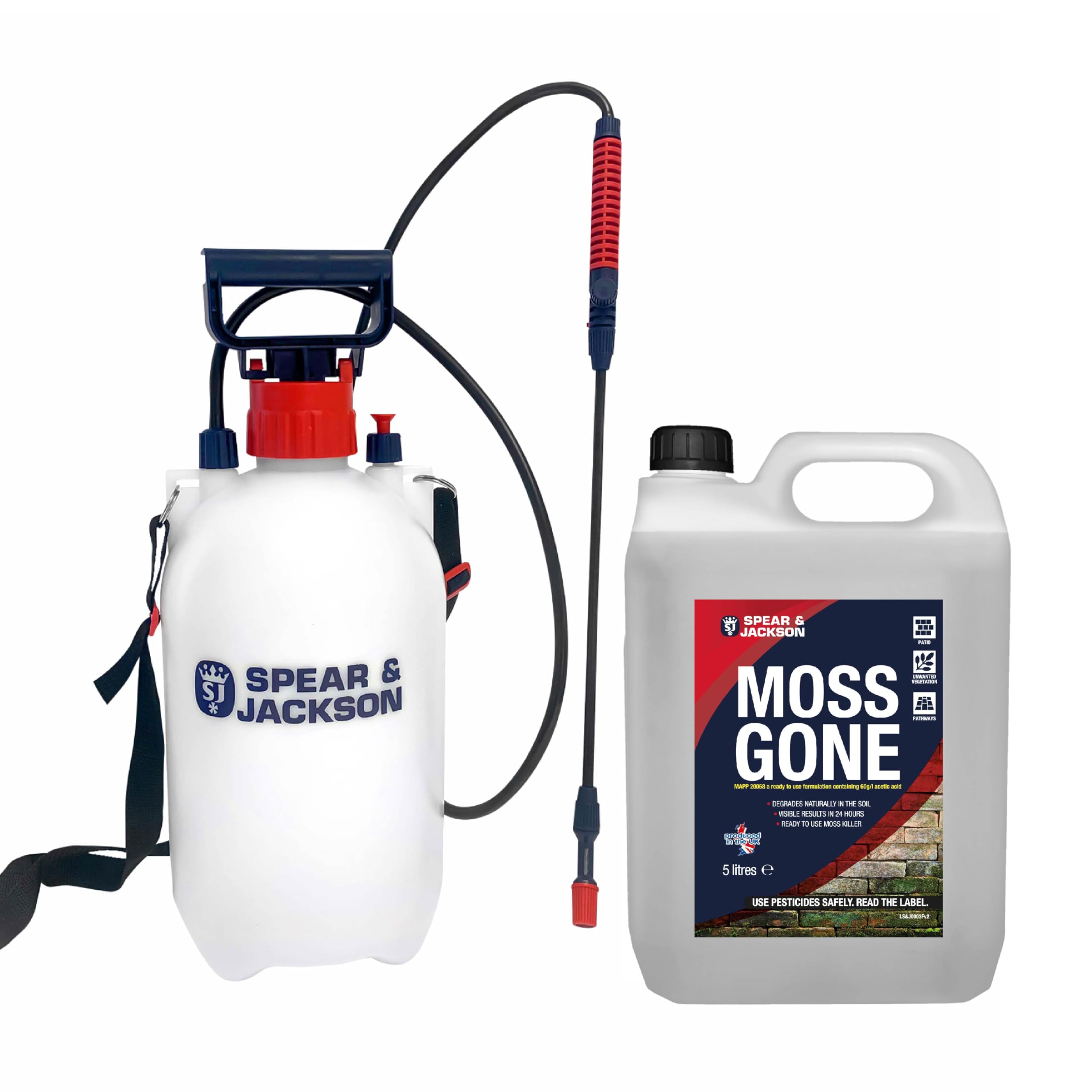 Spear & Jackson Moss Gone Moss killer 5L with 5L Garden Sprayer, Fast ...