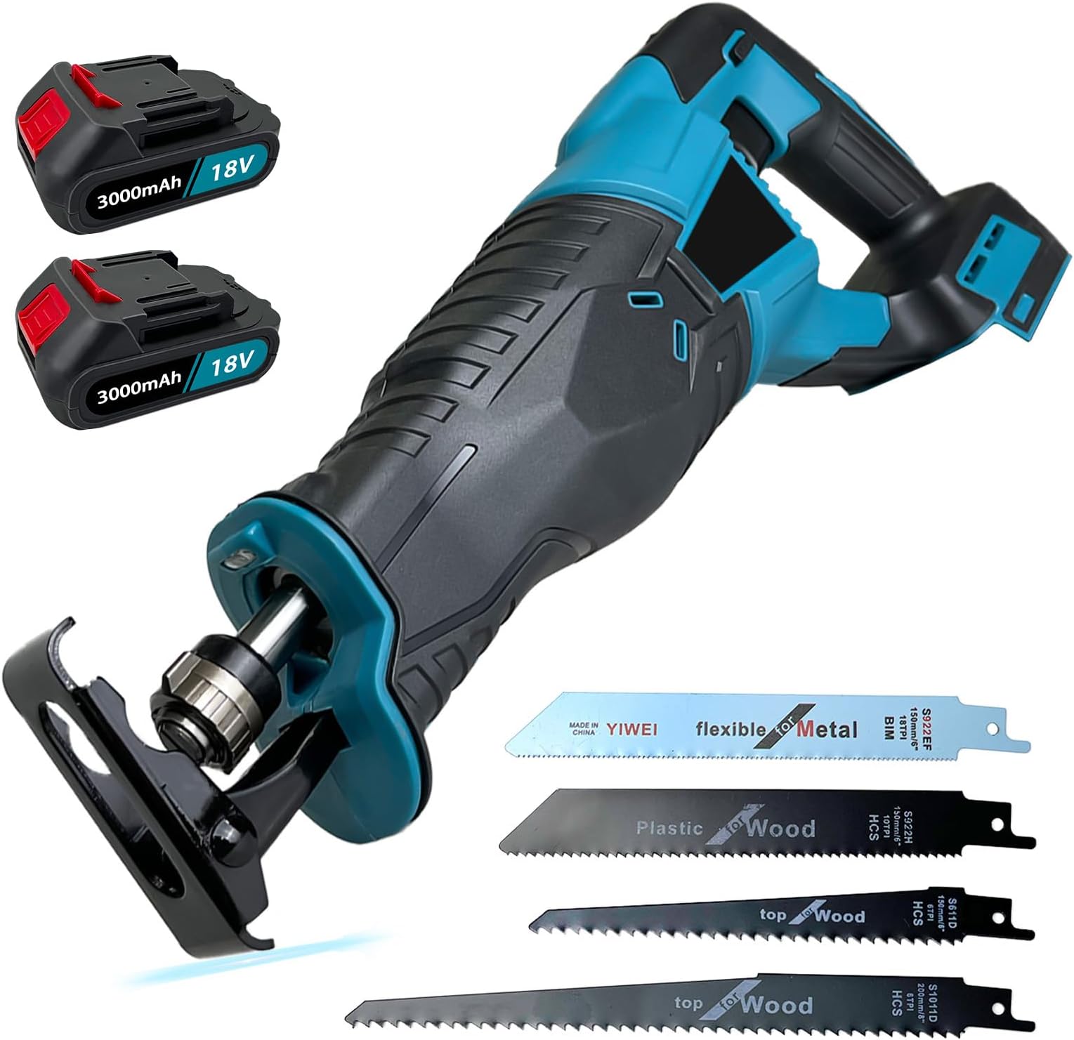 Cordless Reciprocating Saw with 2X 3.0Ah Batteries, 32MM Stroke Length ...