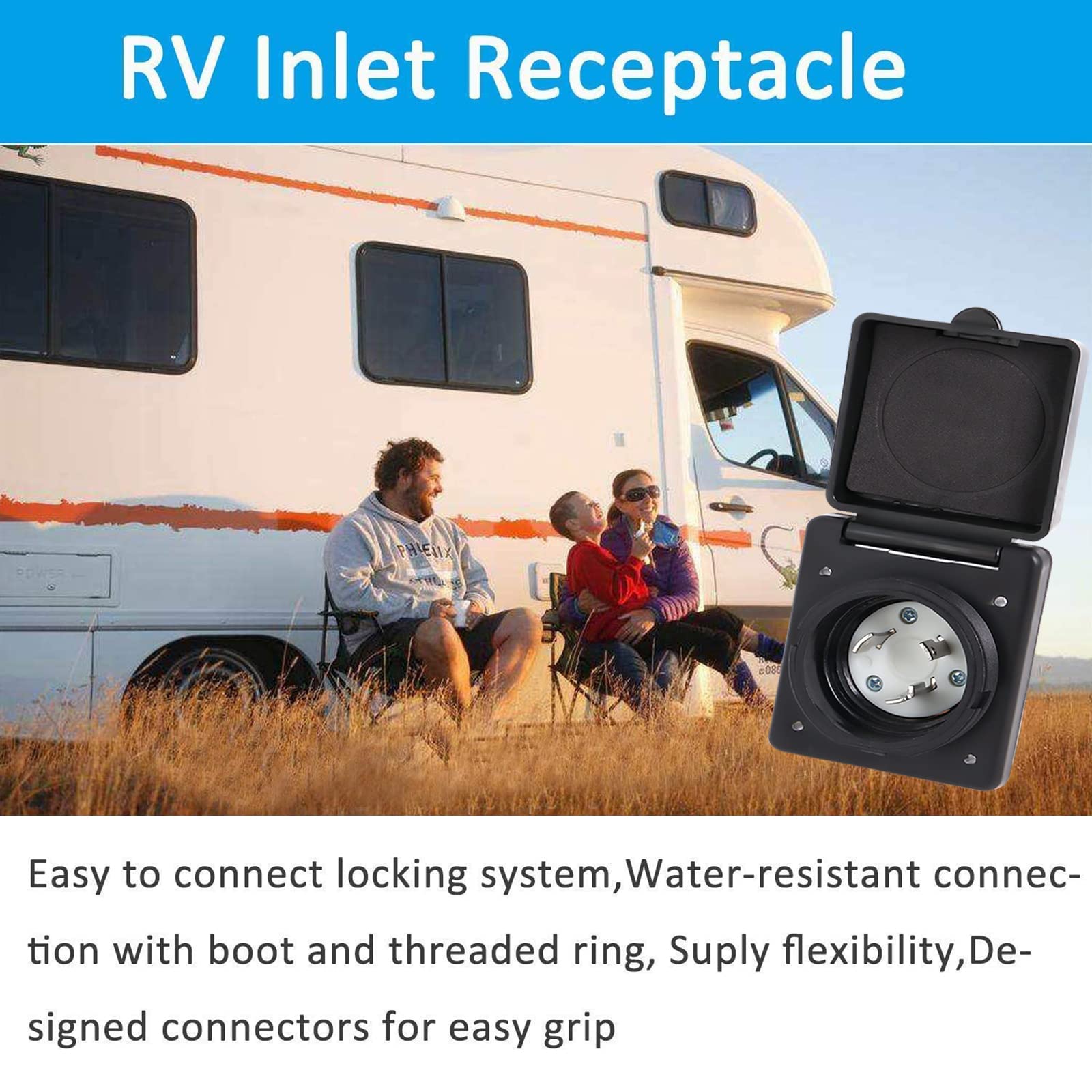 Snapklik.com : Podoy 30 AMP RV Shore Power Inlet Plug Kit, Female Twist ...