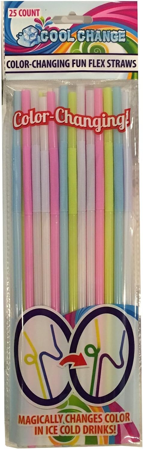 Amazon.com: FunFlex Color Changing Disposable Straws - Slim by Cool ...