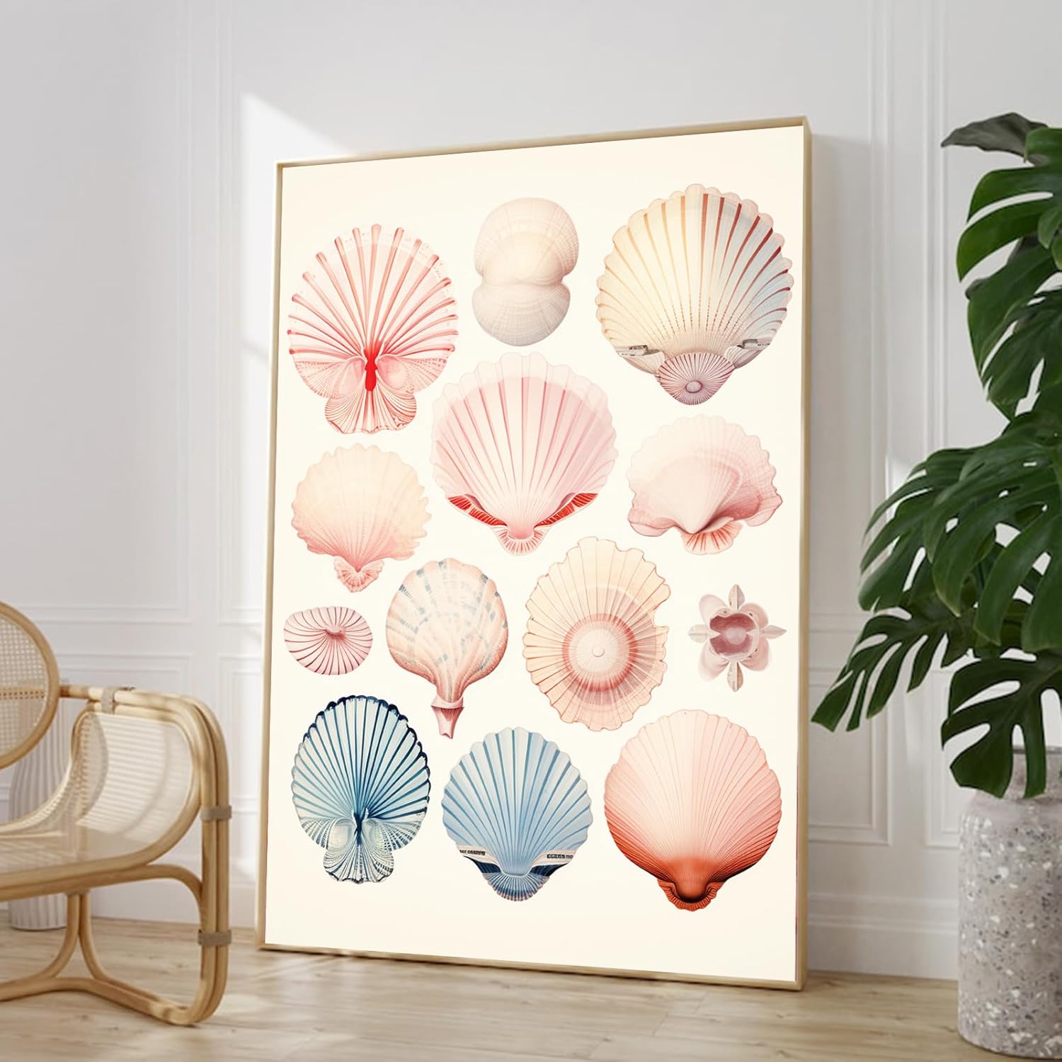 Amazon.com: Pink Shell Wall Art Coastal Aesthetic Poster Beach Shell ...