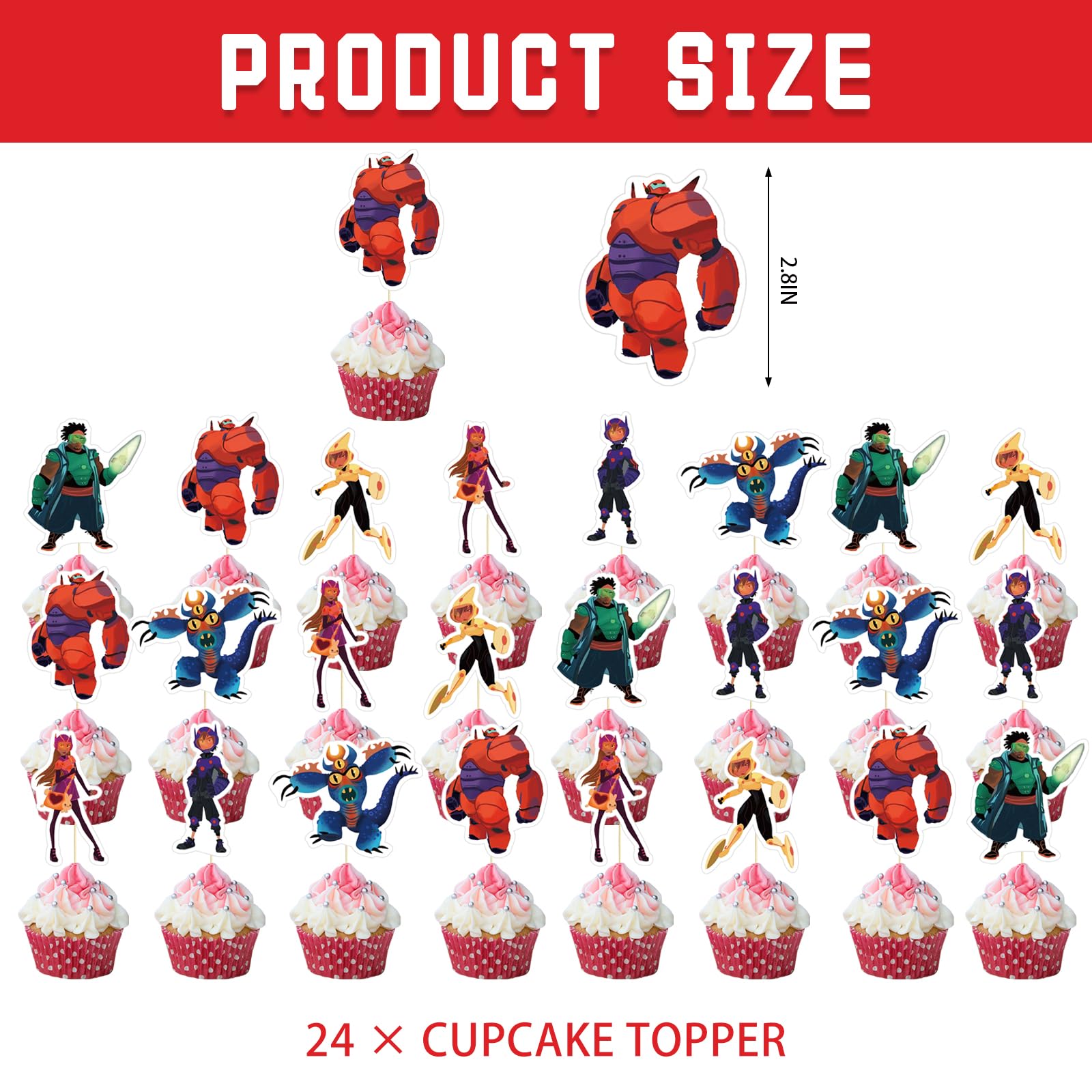 Snapklik.com : 25pcs Baymax Birthday Cake Decorations Include 1pcs Cake ...