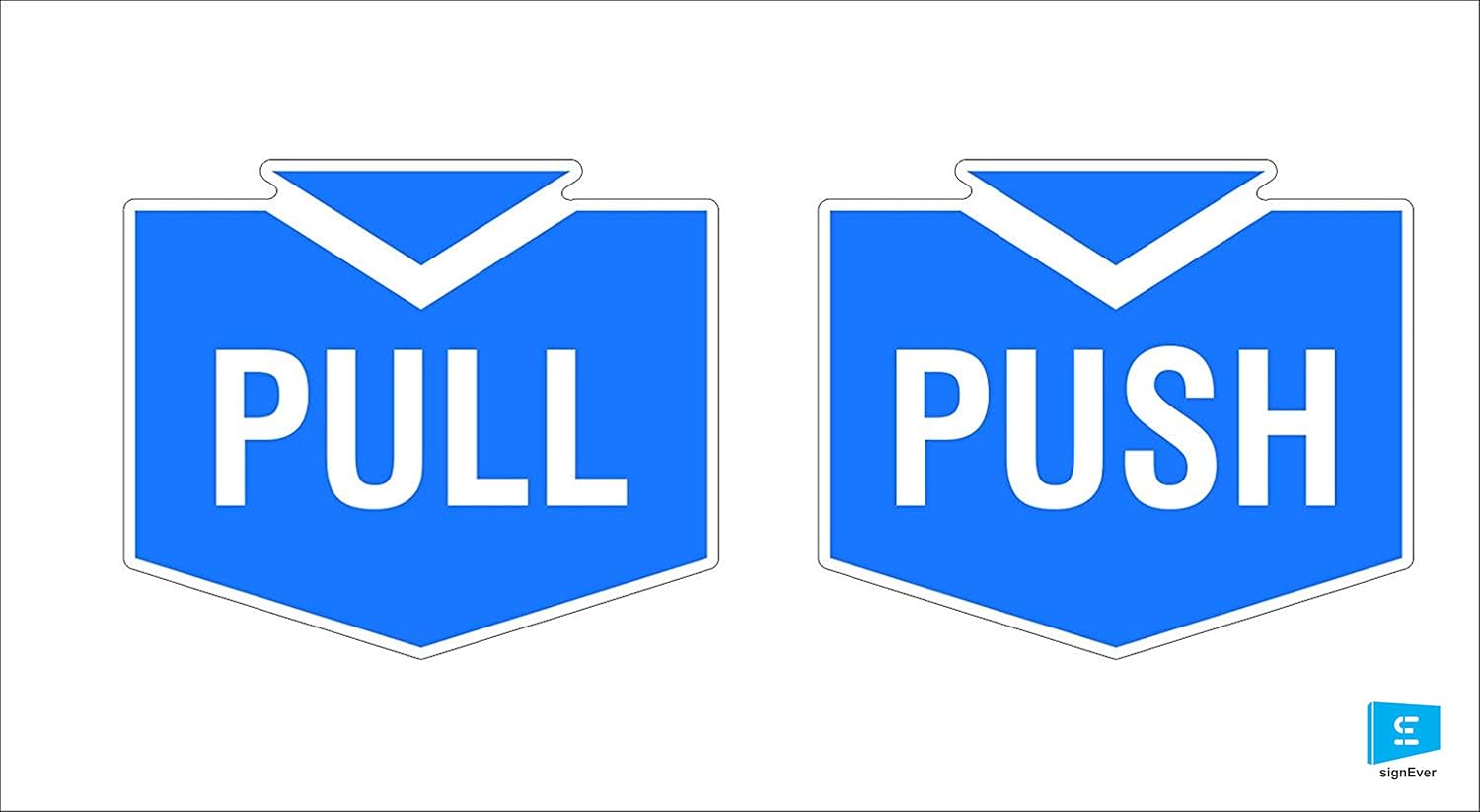 Signever Push Pull Blue and White Stickers for Glass Doors 13 cm X 15 ...