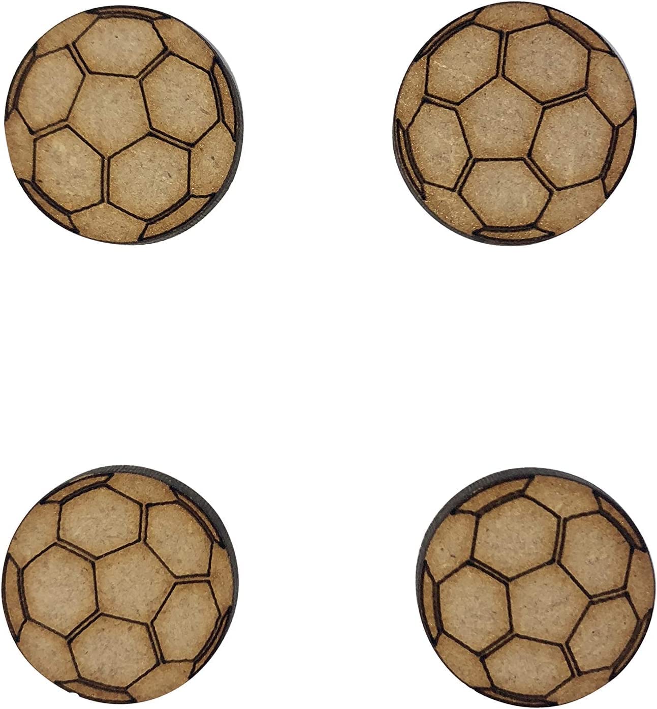 Pack of 20 Wooden Football Soccer Ball Flat Shapes - Size 20mm Tall ...