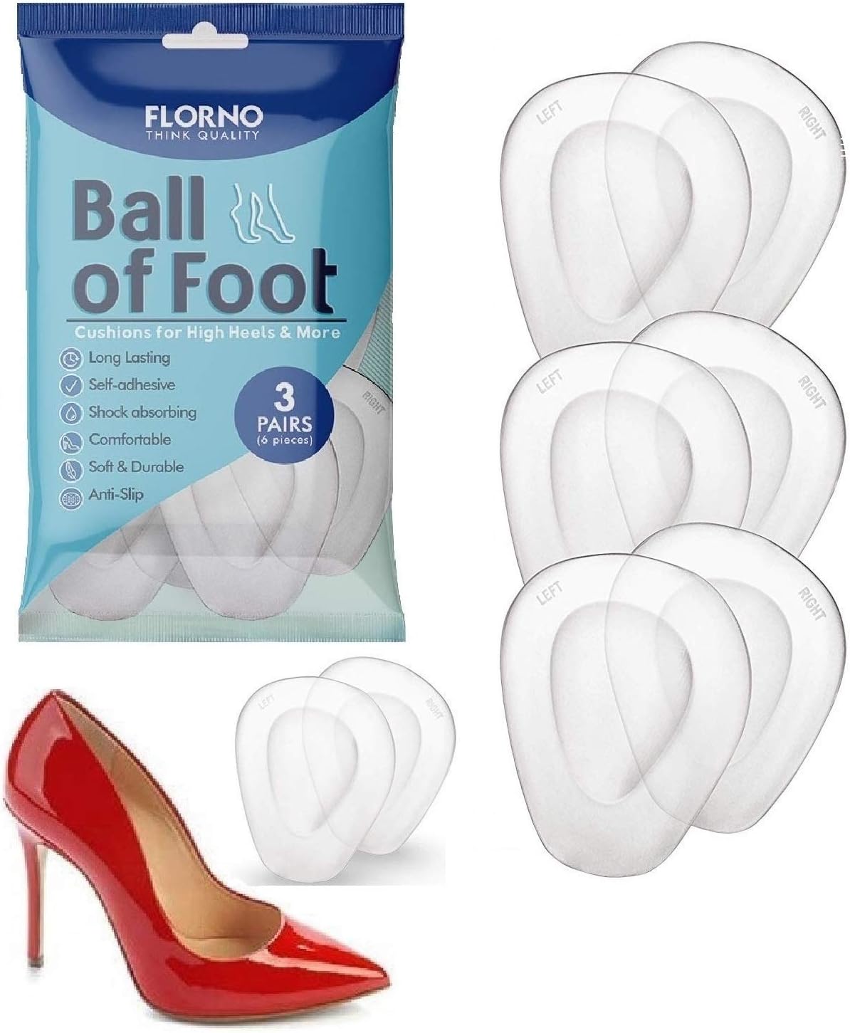 Amazon.com: Ball of Foot Cushions for Women High Heel - Soft Gel Insole ...