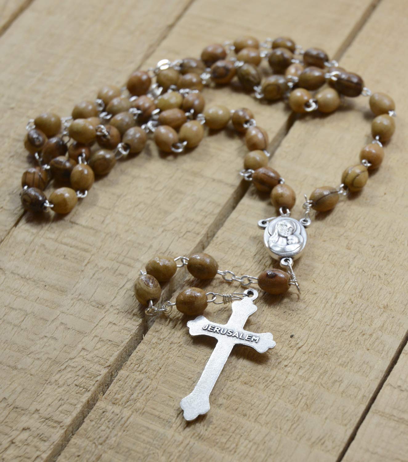 Mizze Made For Luckolive Wood Rosary Bead Necklace And Cross ...