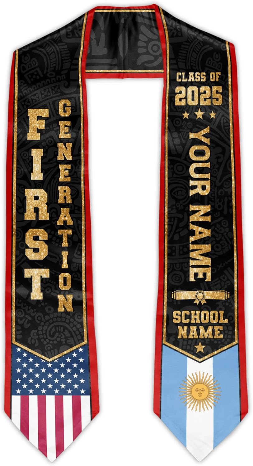 ZINYAM Custom First Generation Argentina Graduation Stole Class of 2025 ...