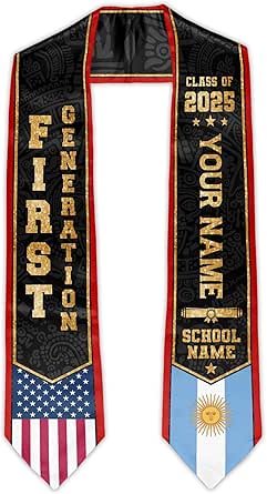 ZINYAM Custom First Generation Argentina Graduation Stole Class of 2025 ...