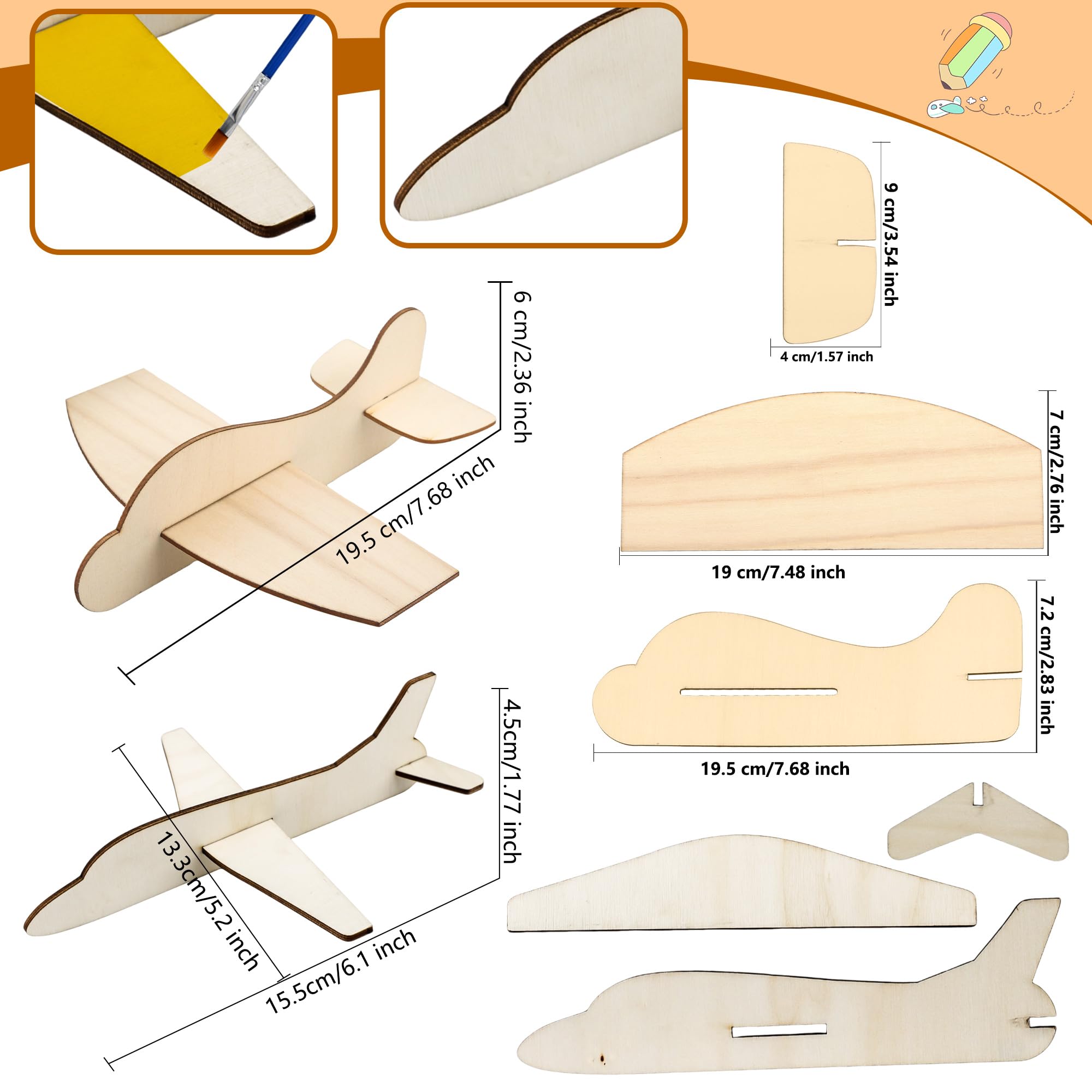 Snapklik.com : Haconba 24 Pack DIY Wooden Airplane Toys Wood Craft ...