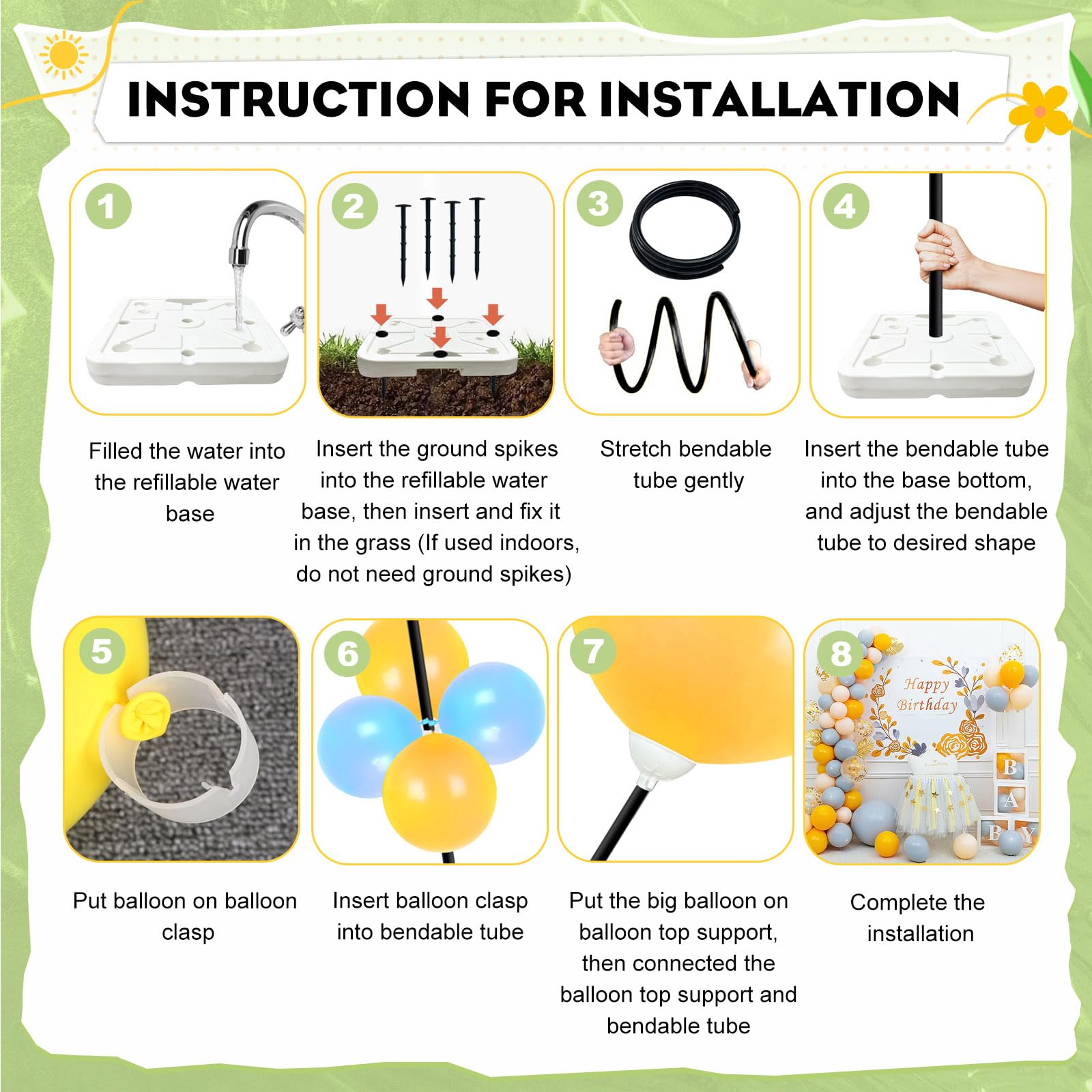 Bazen Balloon Arch Kit 8.2ft & 5ft Free Bending Shape with Independent ...