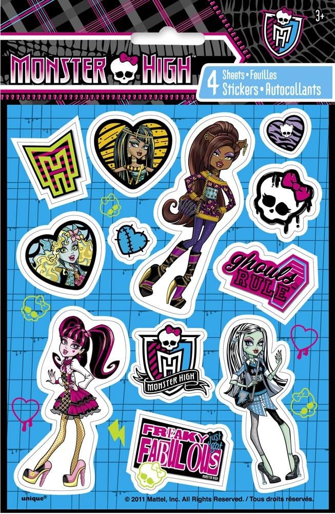 Monster High Sticker Sheets, 4ct, Stickers - Amazon Canada