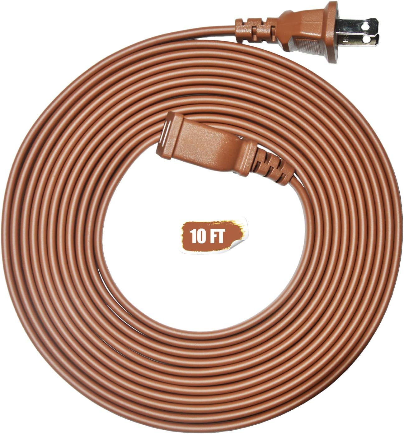 Amazon.com: Jplenty Brown Extension Cord 10FT Flat Extension Cord for ...