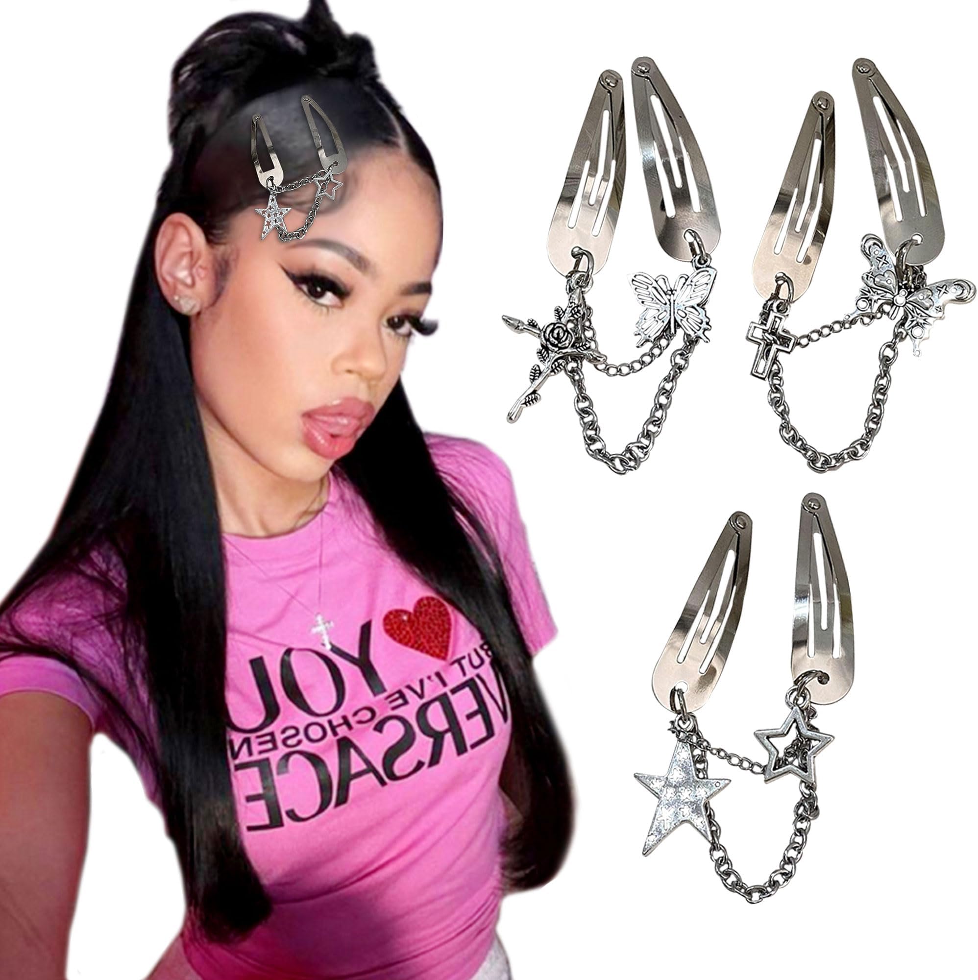 Amazon.com : JeVenis Kawaii Hair Y2K Hair Clip Y2k Accessories Star Y2k Hair Clips Y2k Hair ...