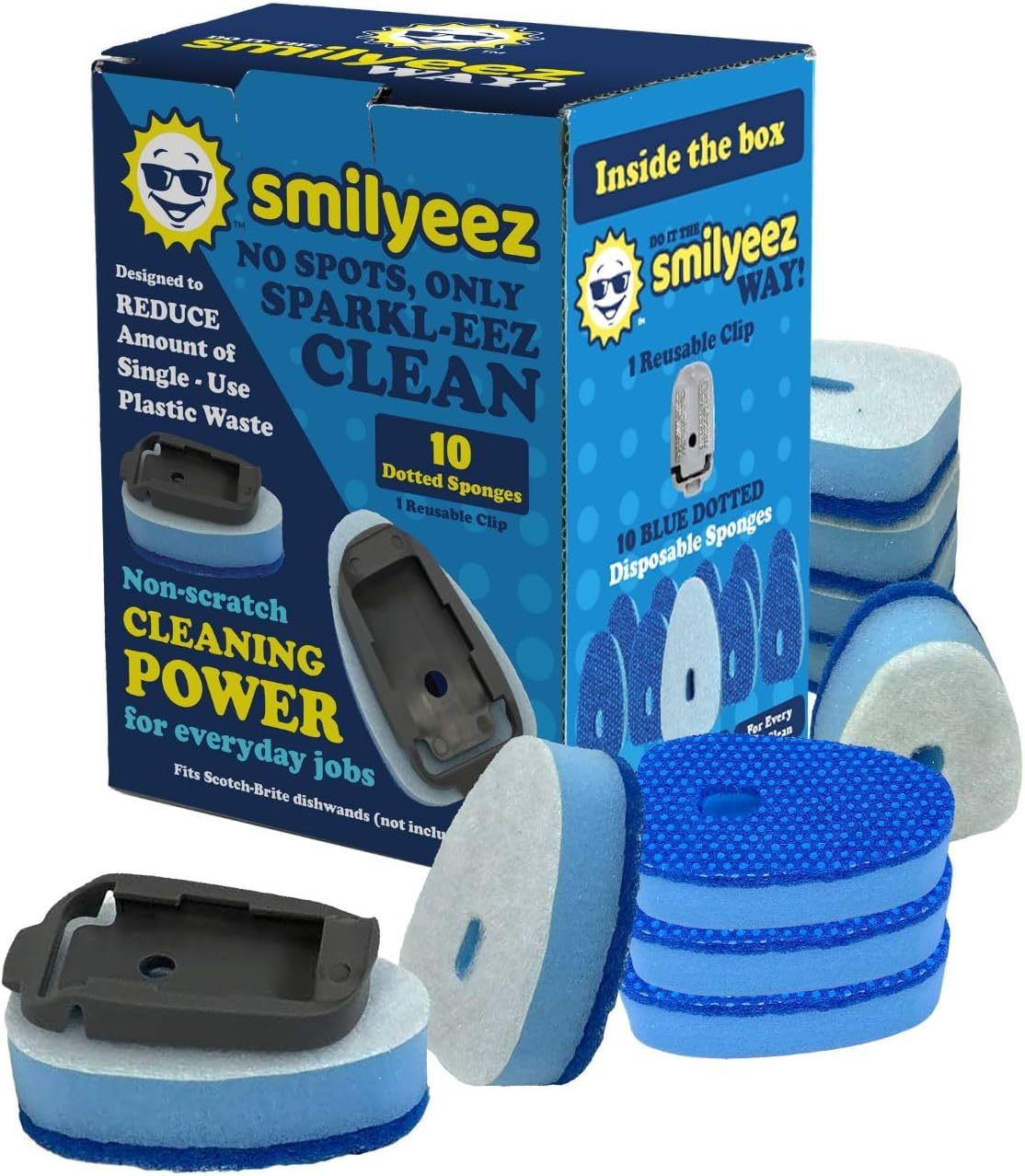 Amazon.com: Smilyeez No Plastic Blue Dotted Sponge Refill for Scotch ...
