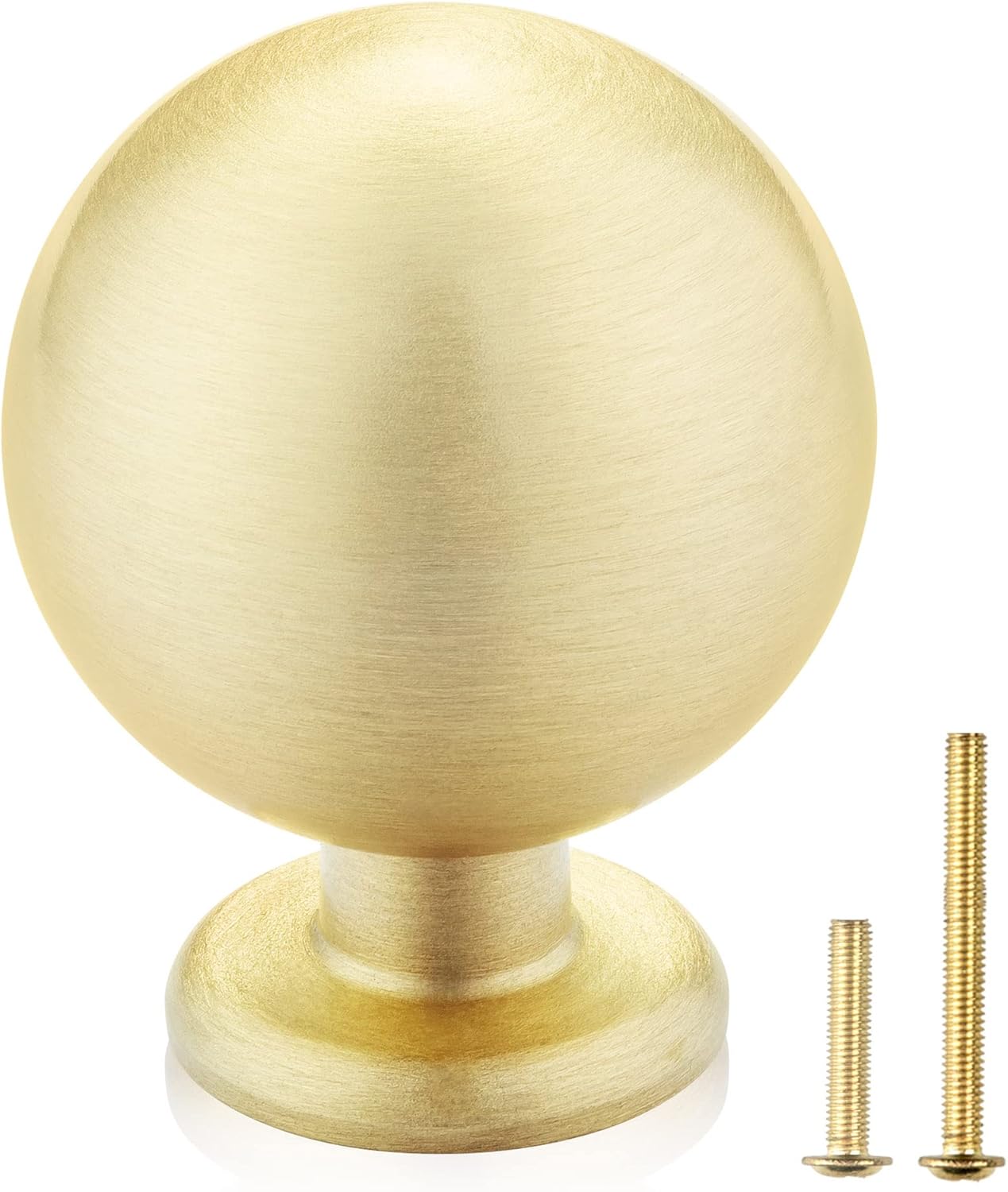 QOGRISUN 10-Pack Solid Brass Cabinet Knobs, Round Ball Gold Knobs for ...