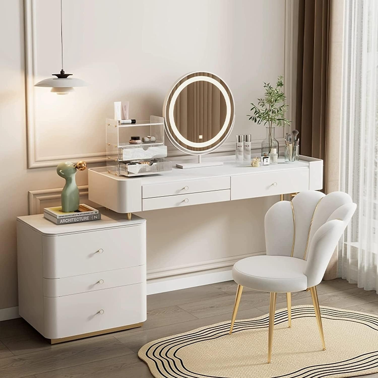 Amazon.com: White Makeup Vanity Table Set - 3 Modes Adjustable Lighted ...