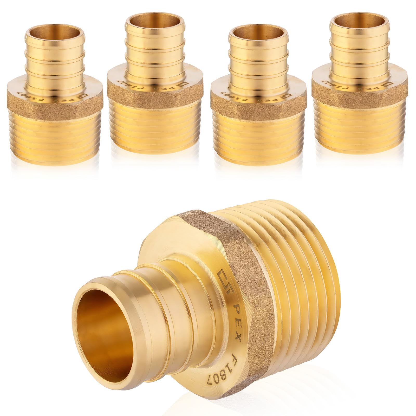 Snapklik.com : 5-Pack HeSun PEX Fittings, 1" PEX X 1" Male NPT, Brass ...
