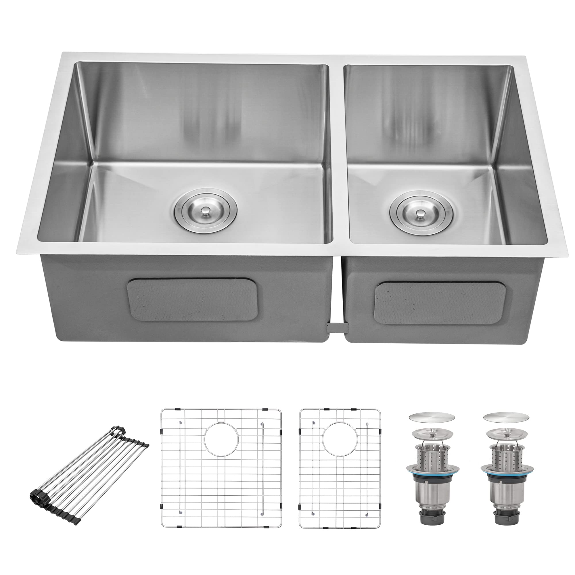 33 Undermount Double Sink - Beslend 33x19x10 Inch Double Bowl Kitchen ...