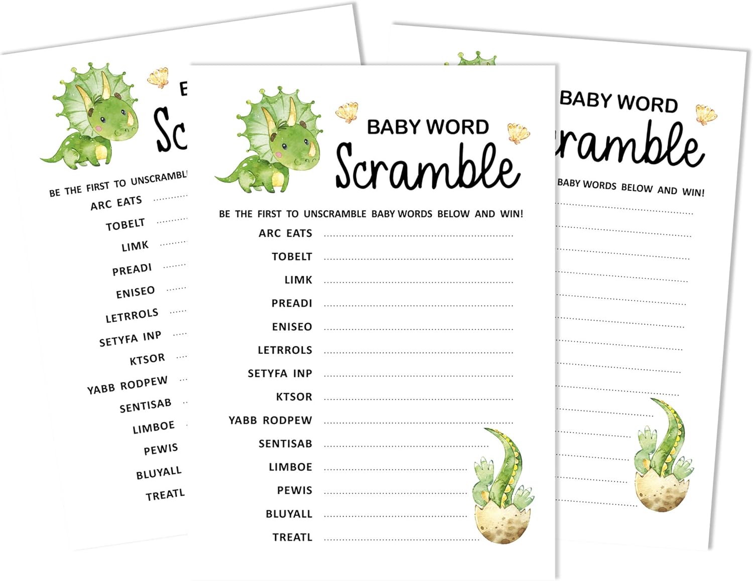 Amazon.com: Inkdotpot Set of 50 Baby Shower Word Scramble Game Cards ...