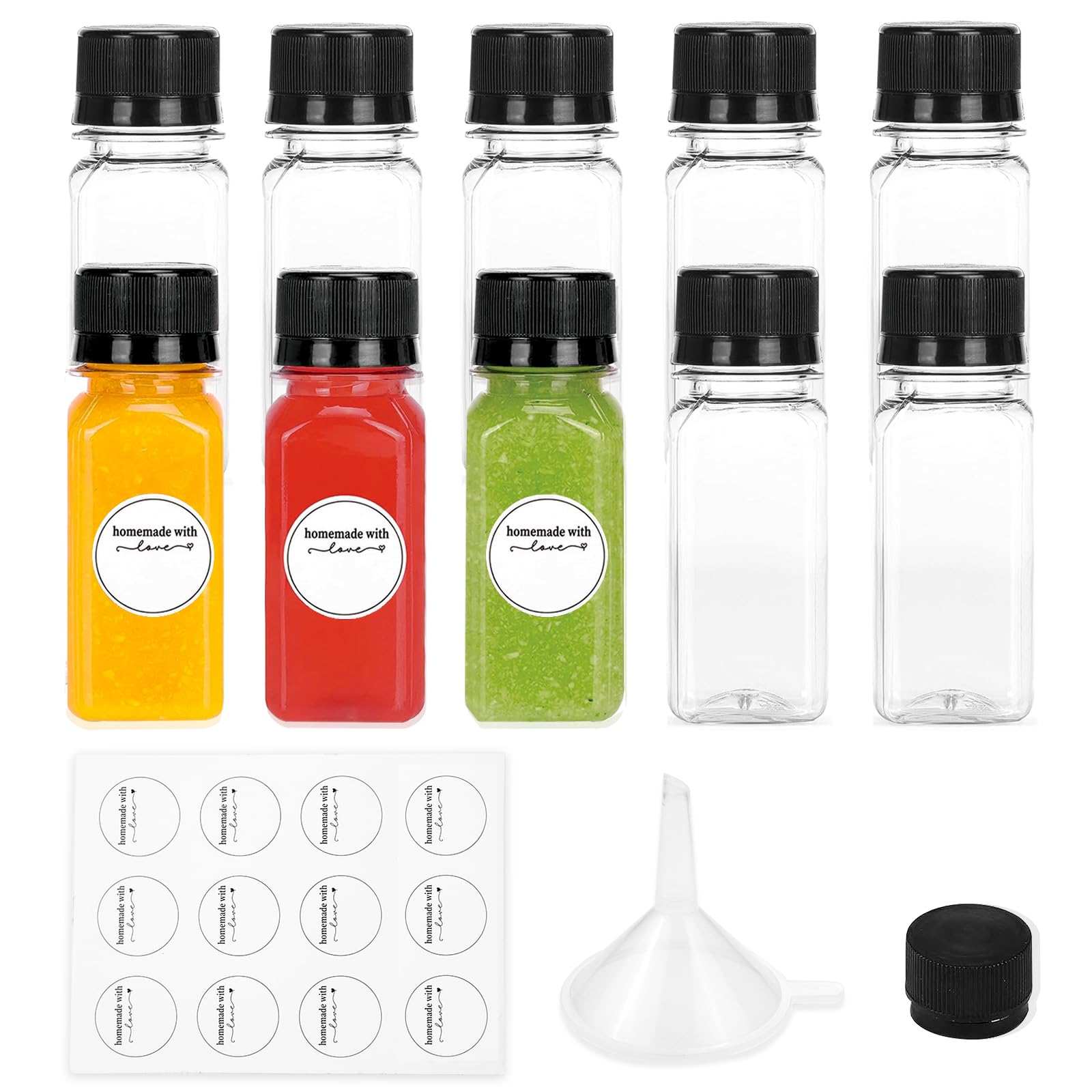 Amazon.com: TULUNAYN 10PCS 2oz Small Plastic Juice Bottles with Caps ...